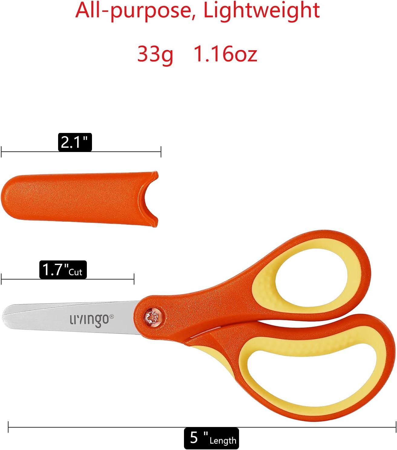 LIVINGO 5″ Blunt Kid Scissors: Left/Right Handed Stainless Safety ...