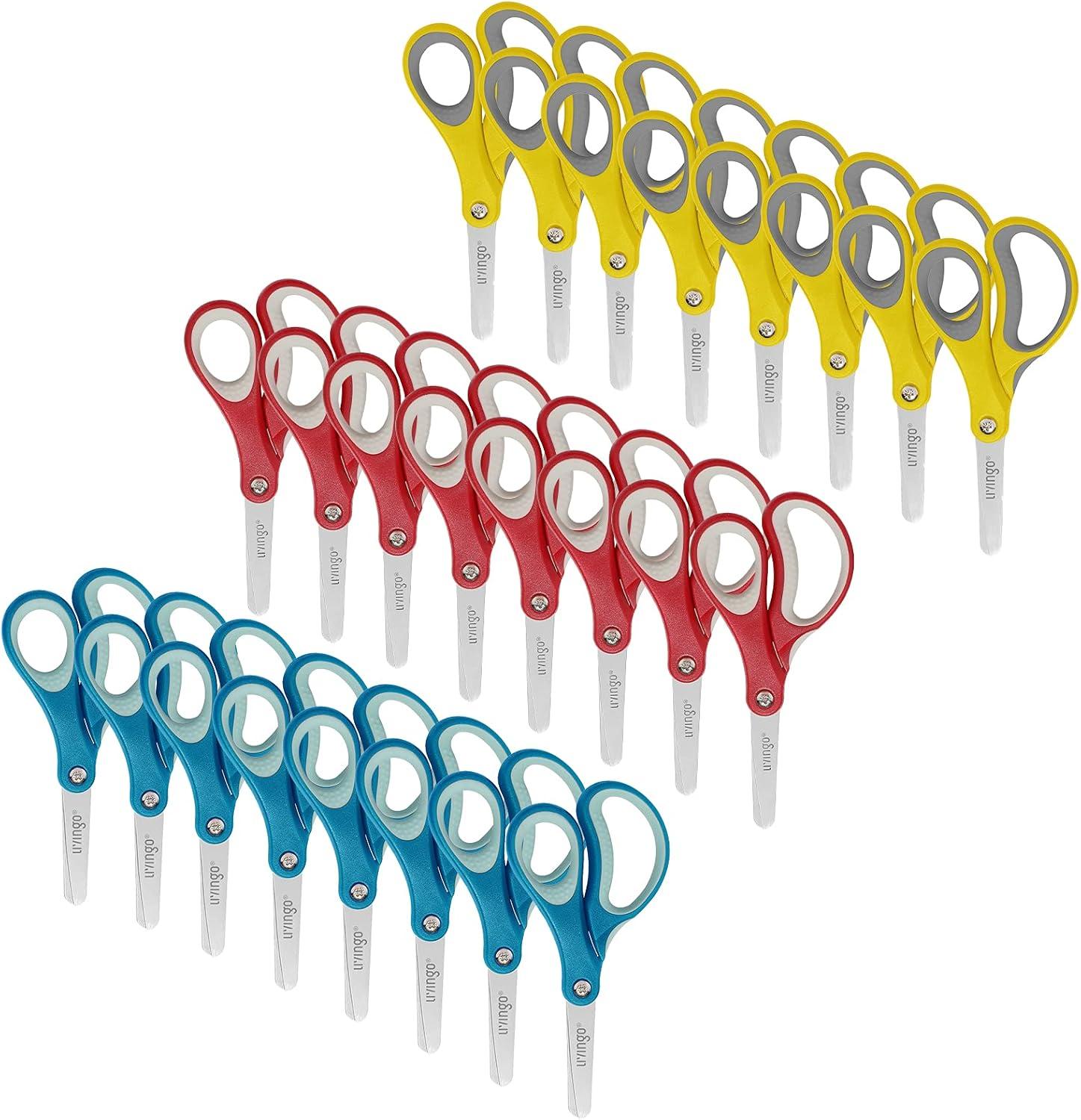 LIVINGO 5″ Blunt Kid Scissors: Left/Right Handed Stainless Safety ...