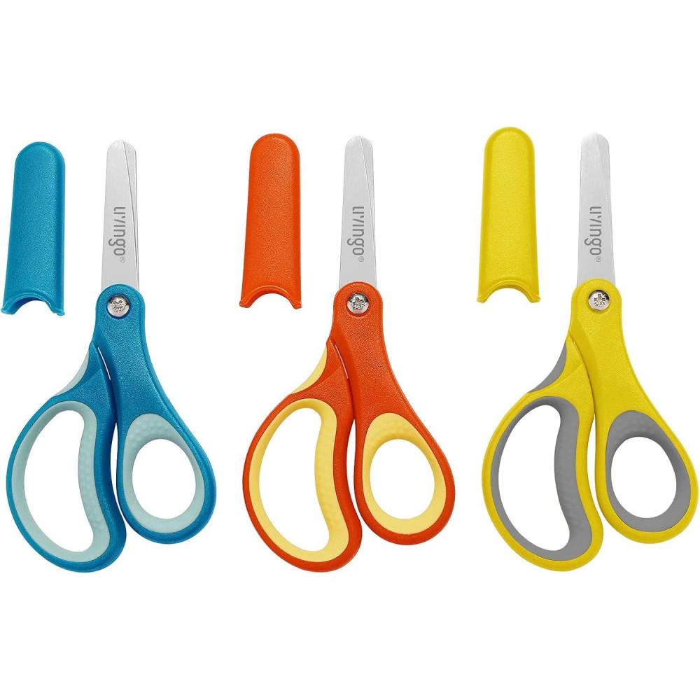 LIVINGO 5″ Blunt Kid Scissors: Left/Right Handed Stainless Safety ...